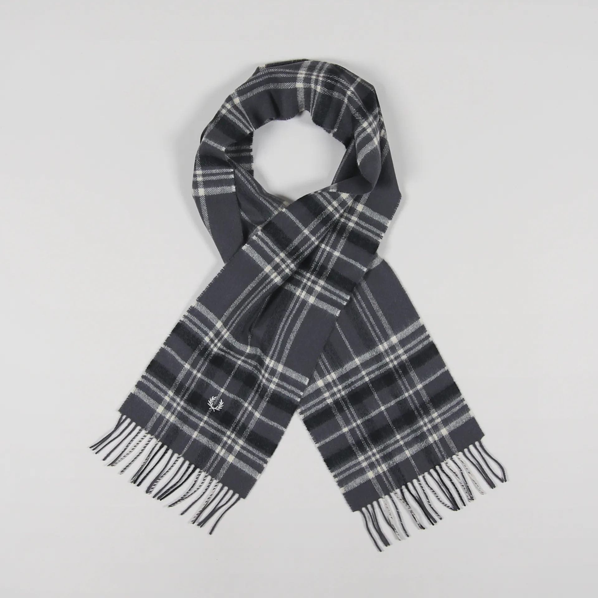 Fred Perry Redacted Tartan Scarf Gunmetal Grey