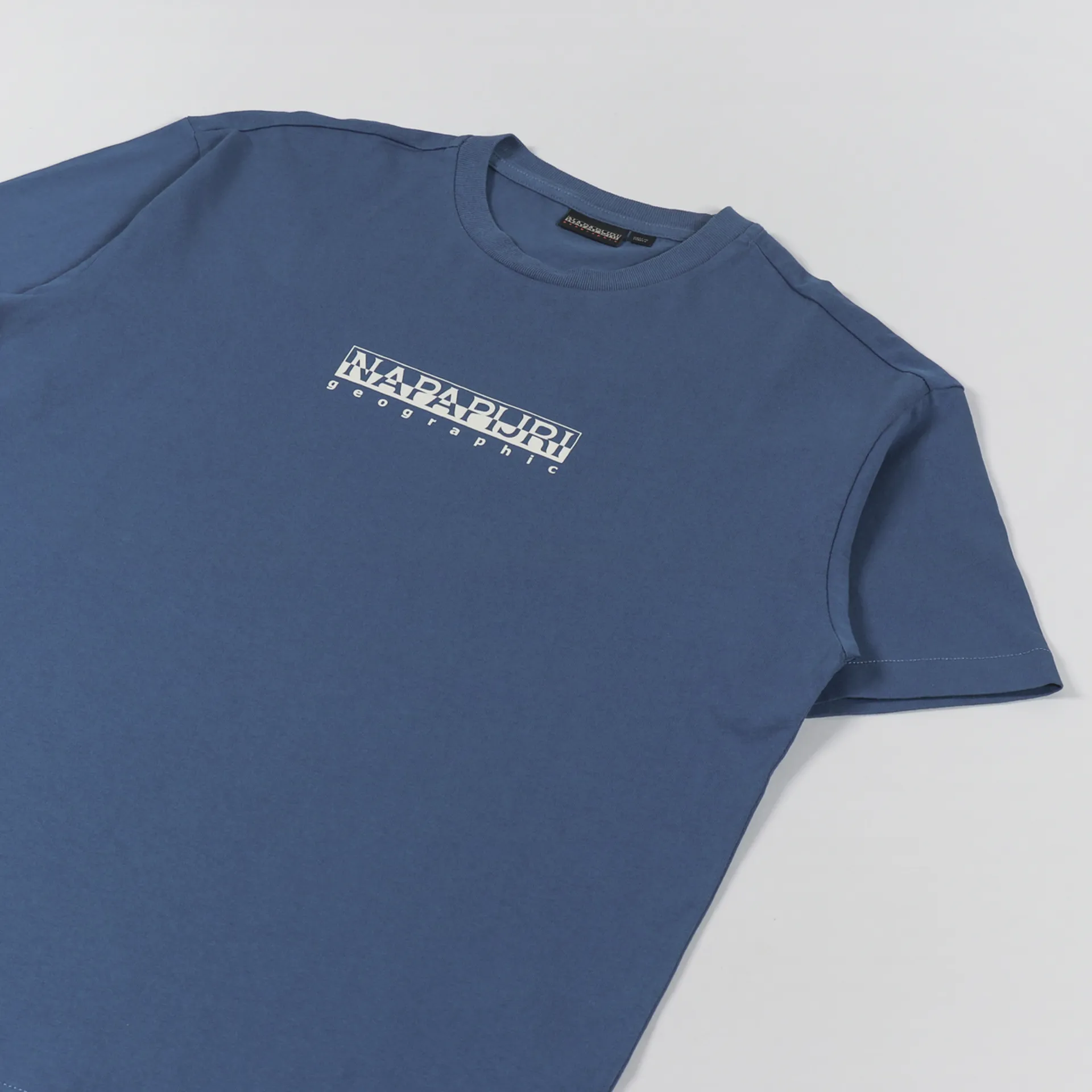 Napapijri Mens Short Sleeve Box Logo T Shirt Blue Ensign