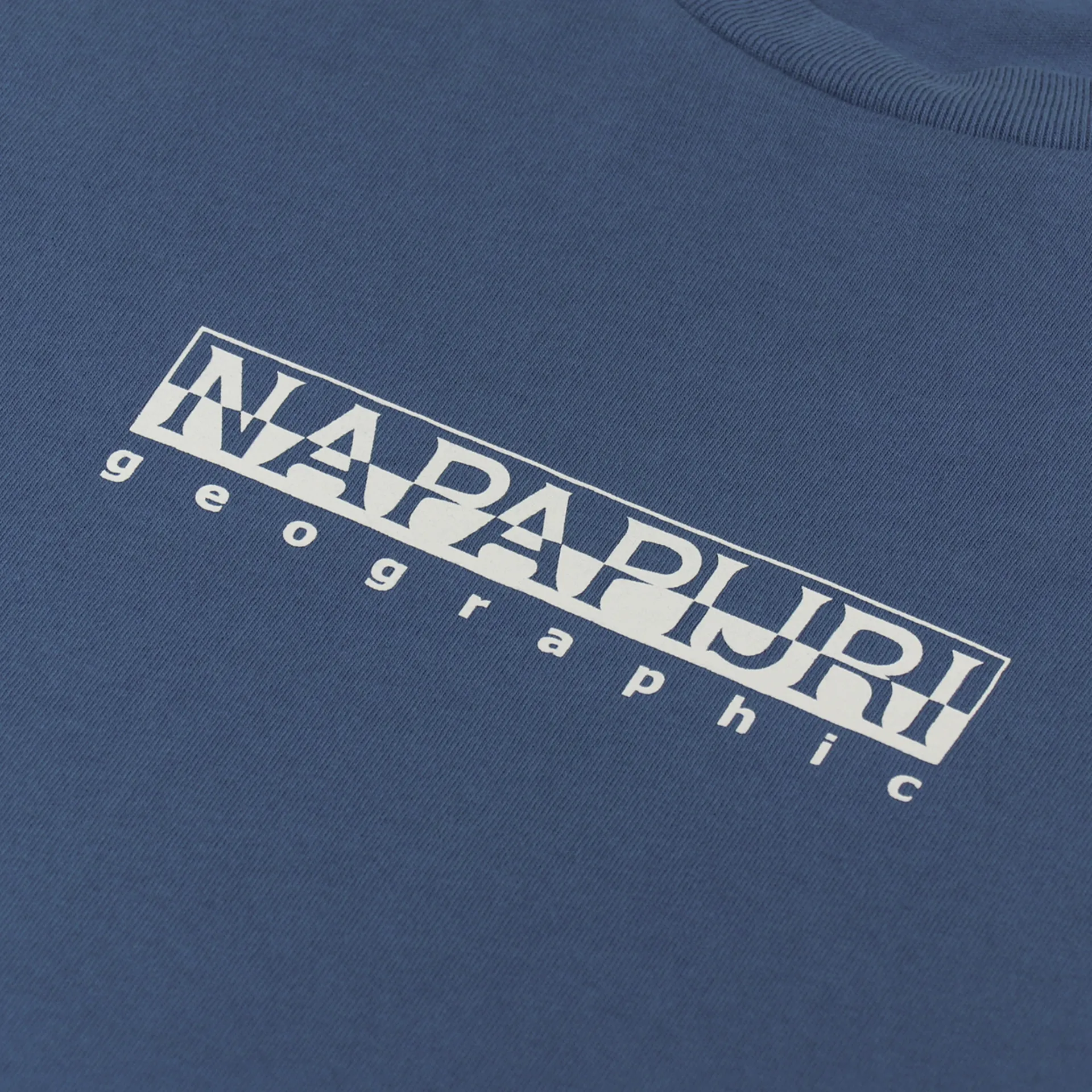 Napapijri Mens Short Sleeve Box Logo T Shirt Blue Ensign