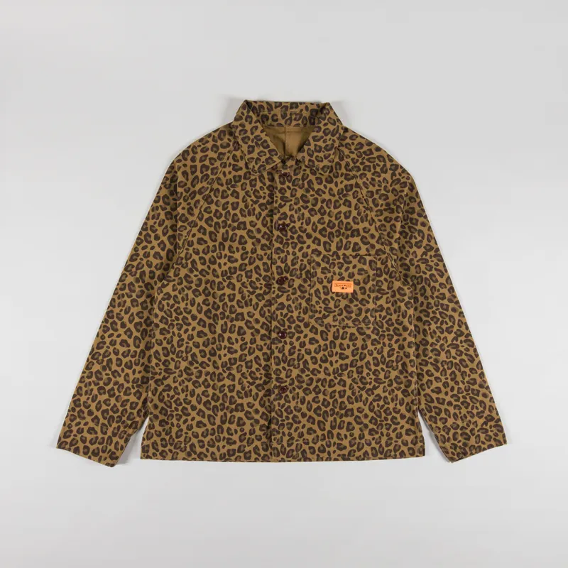 Service Works Mens Front Of House Overshirt Jacket Brown Leopard