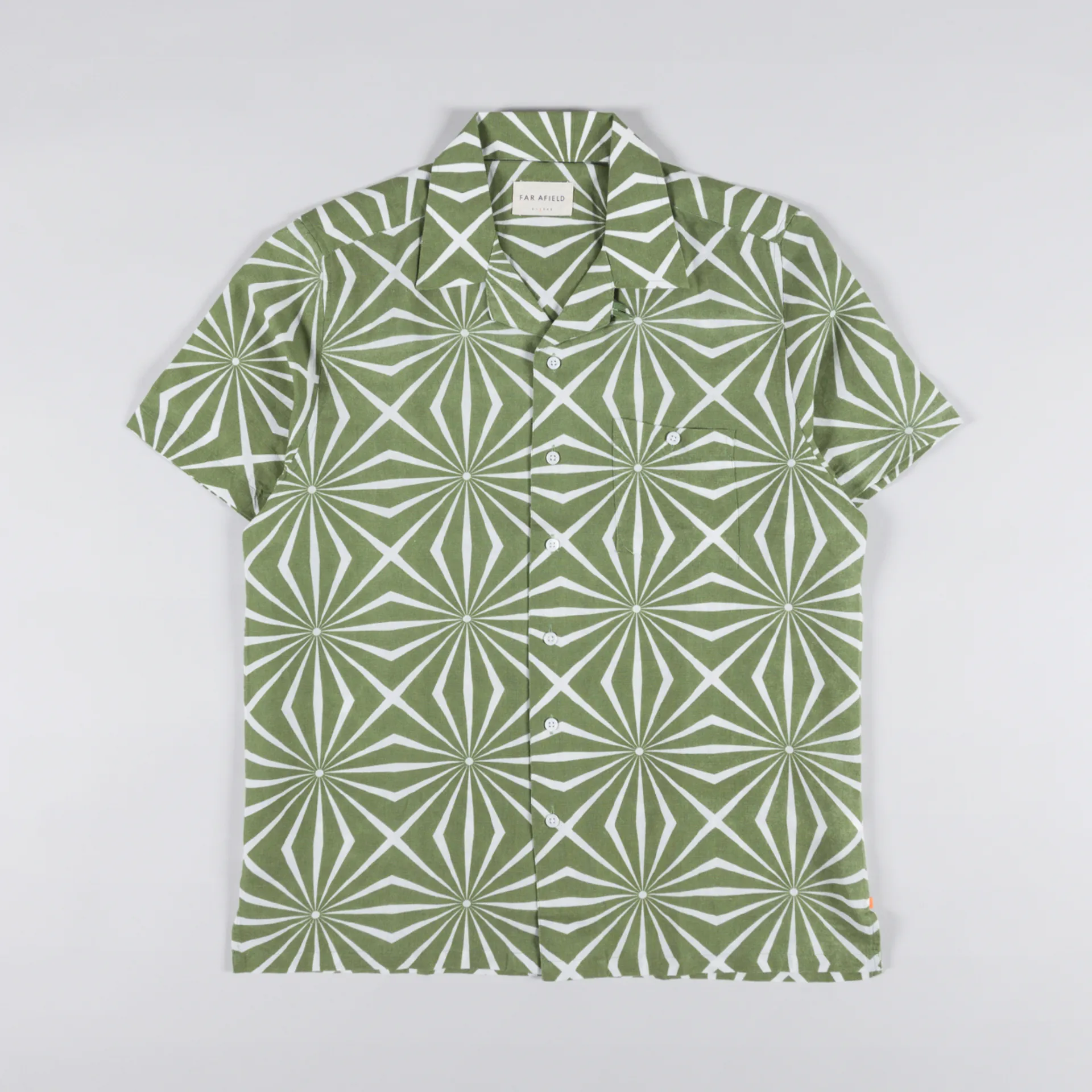 Far Afield Mens Short Sleeve Selleck Shirt Tenteo Turf Green