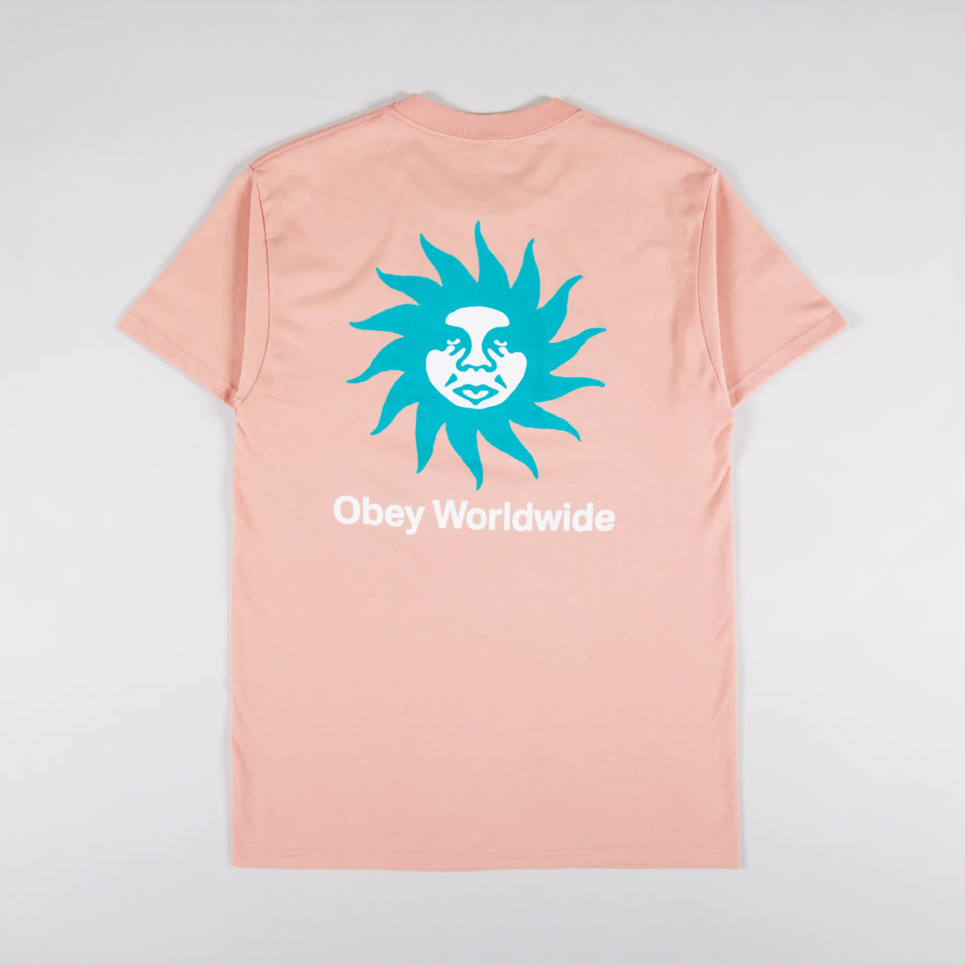 Obey Mens Short Sleeve Spiral T Shirt Coral Pink