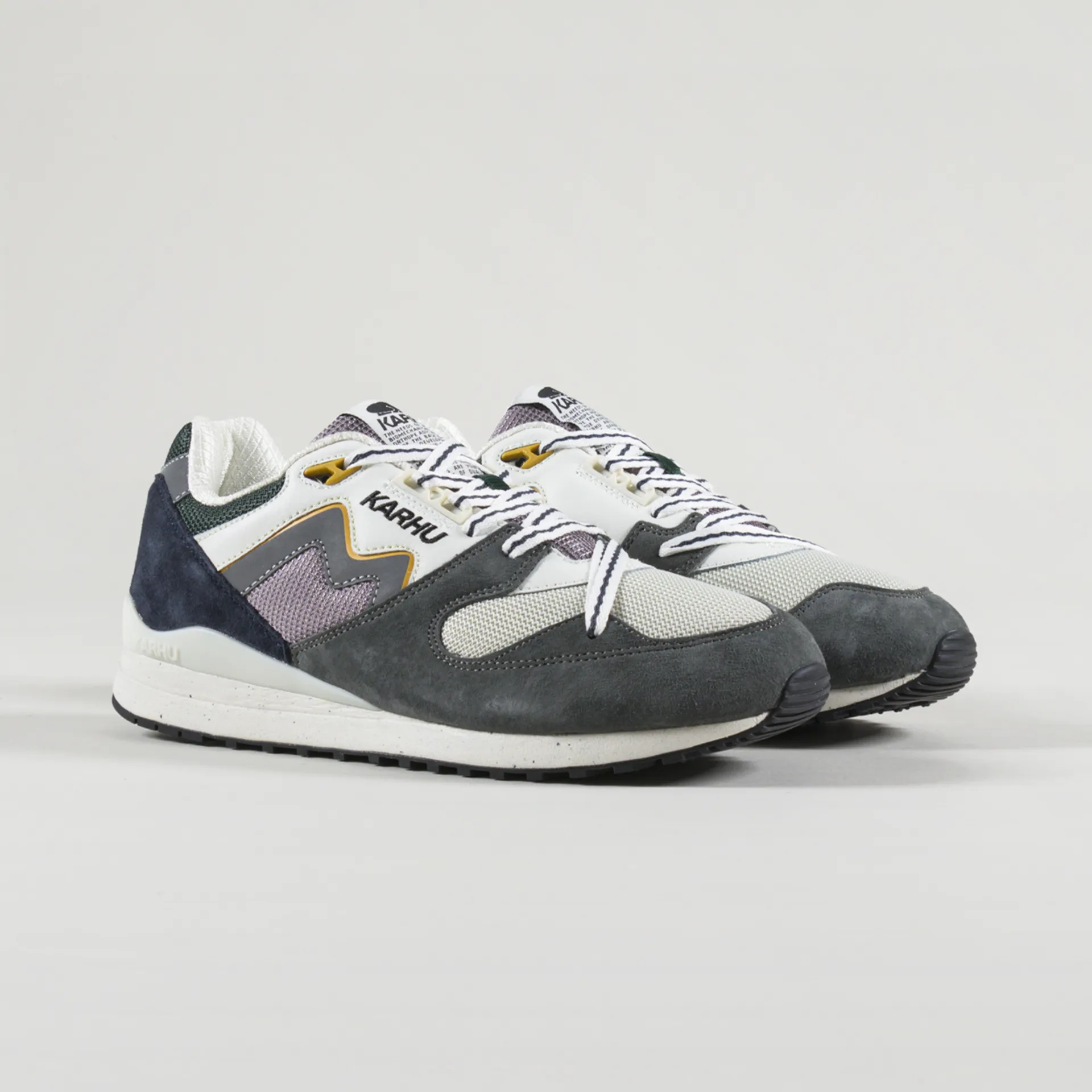 Karhu Mens Synchron Classic Shoes Gunmetal Bright White Trainers
