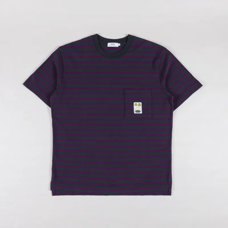 Olow Mens Striped Clover Patch Logo Tee T Shirt Carbon Black