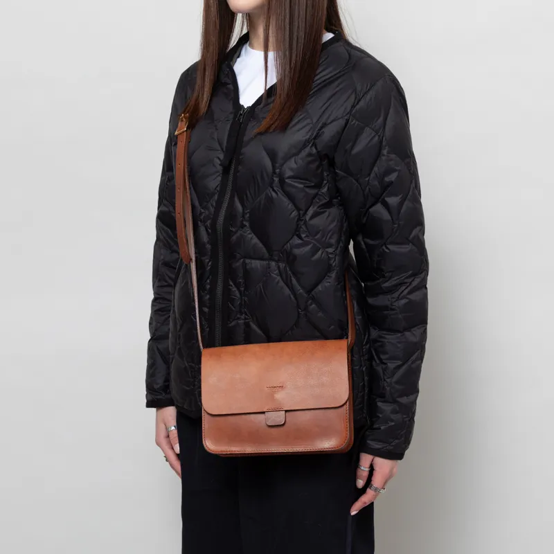 Kate Sheridan Womens Leather Tab Handbag Pecan Brown