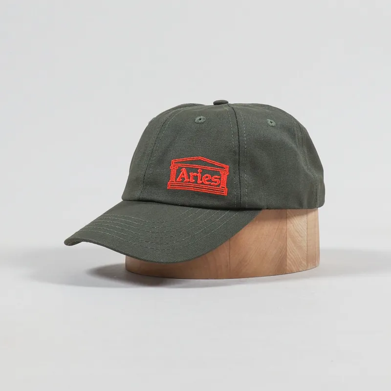 Aries Arise Mens Temple Label Logo Sports Cap Military Green