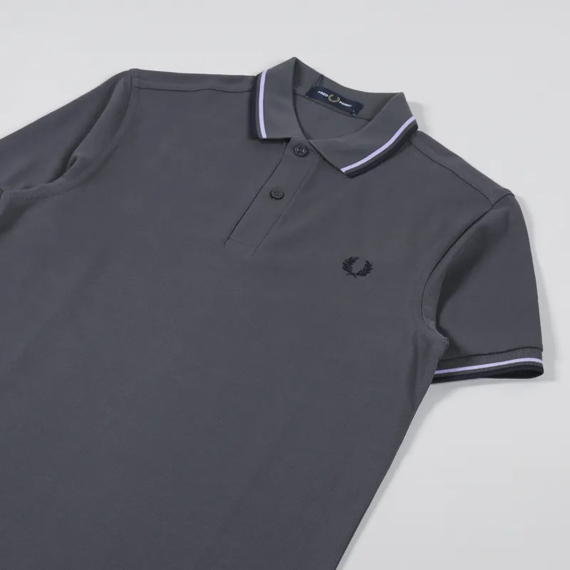 Fred Perry M3600 Twin Tipped Polo Shirt Gunmetal Lilac Soul Navy
