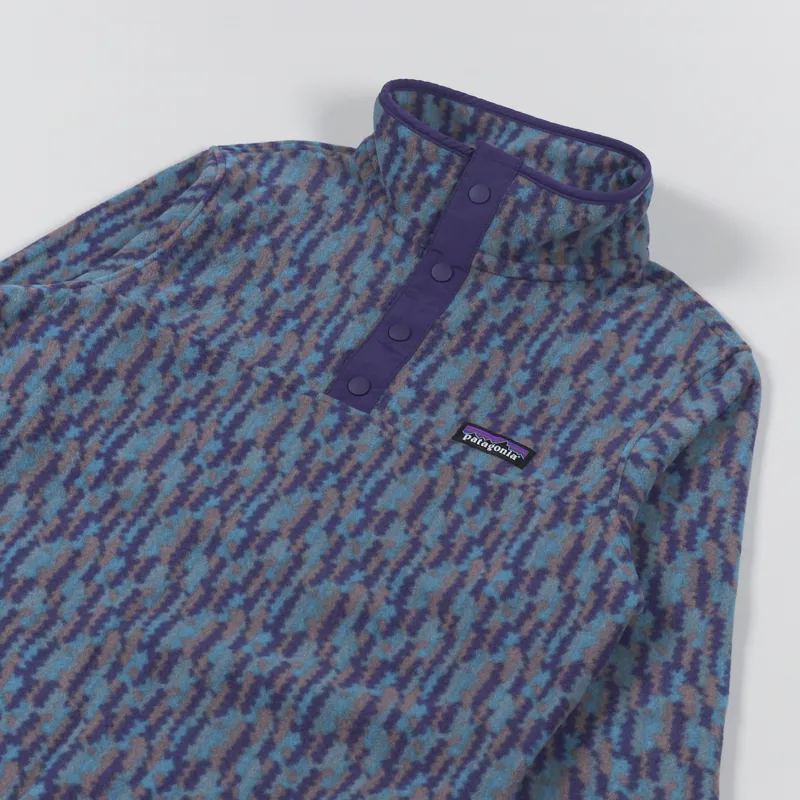 Patagonia Womens Micro D Snap-T Pullover Climbing Trees Ikat Blue