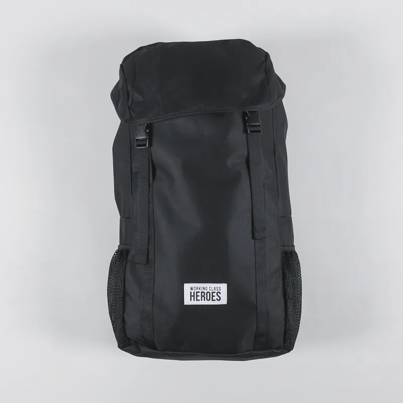 Working Class Heroes Canvas Flap Over Rucksack Black