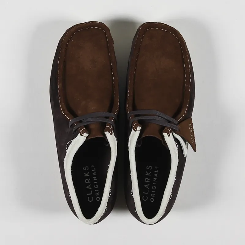 Clarks Originals Mens Wallabee Shoes Dark Tan Brown Combi
