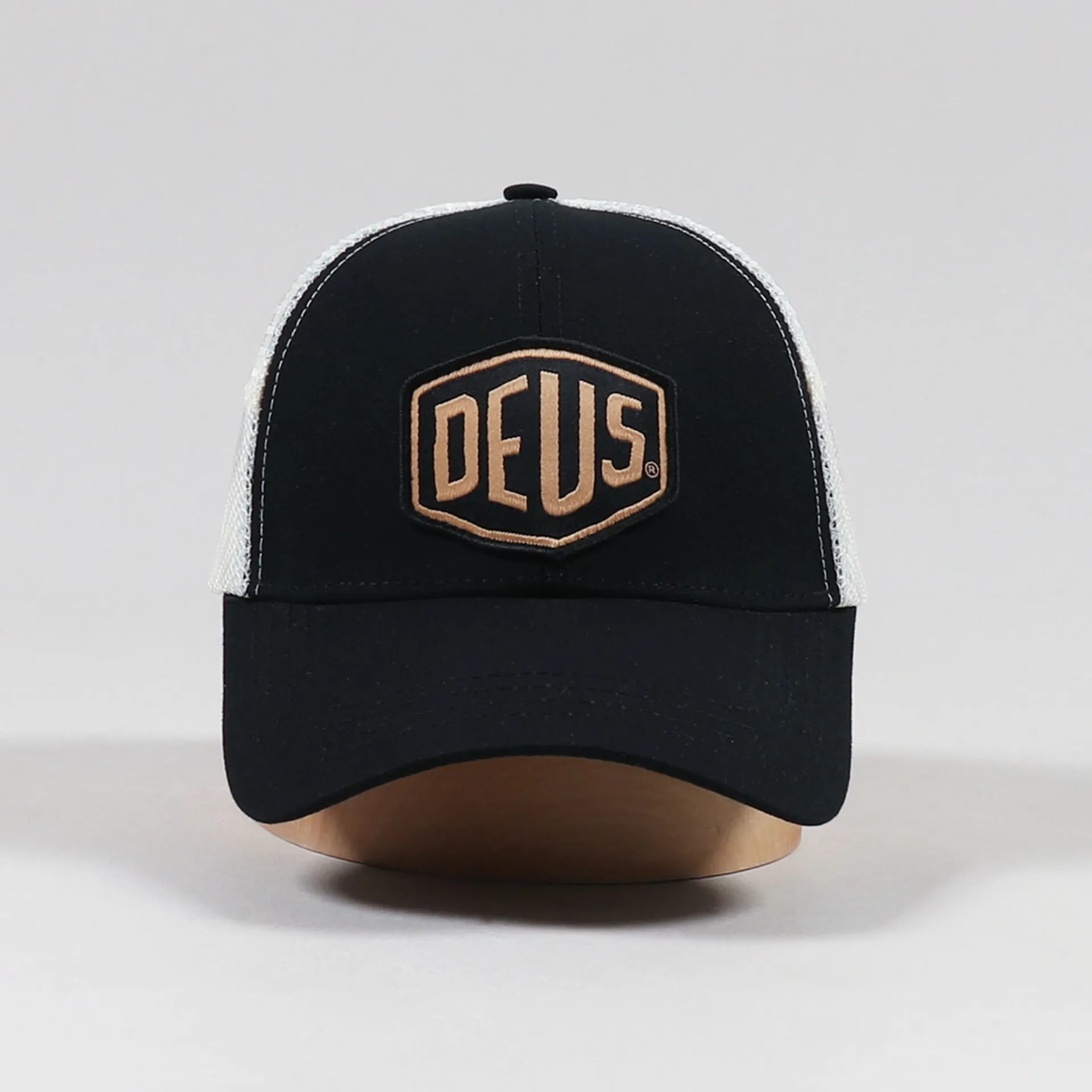 Deus Ex Machina Woven Shield Trucker Cap Black Logo Hat