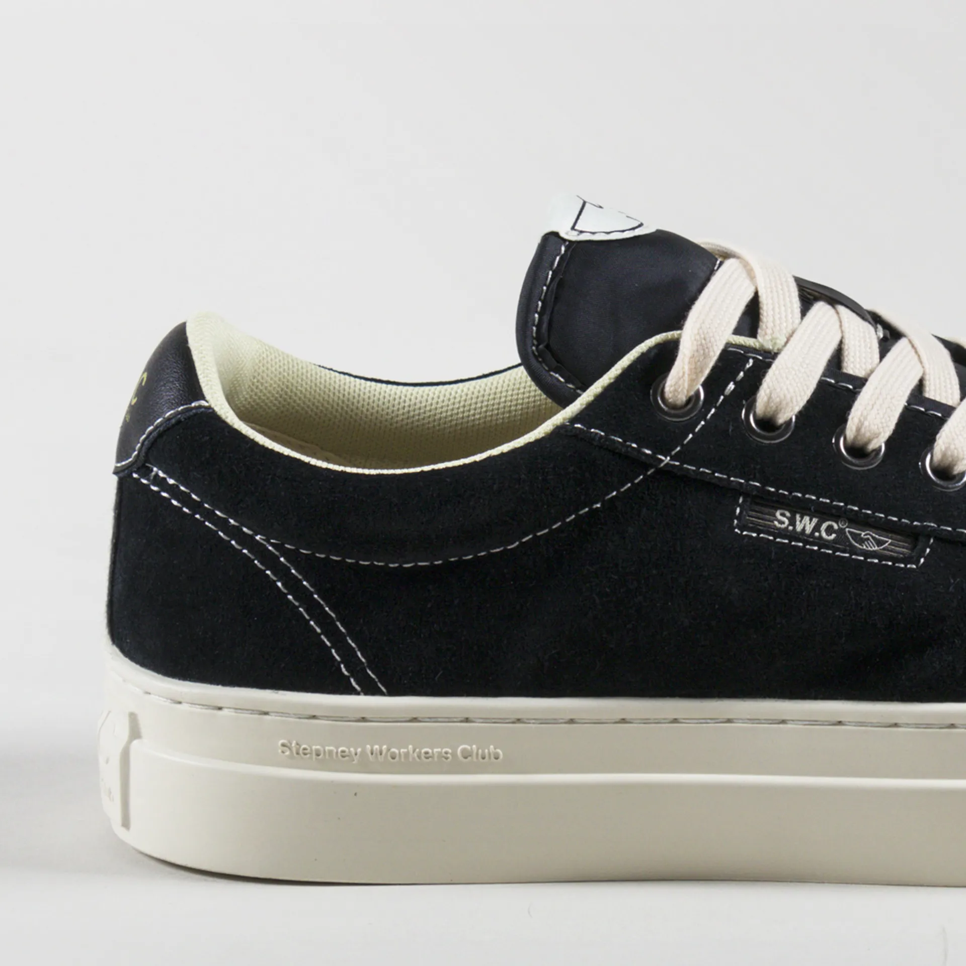 Stepney Workers Club Dellow 02 Cup Suede Shoes Black White