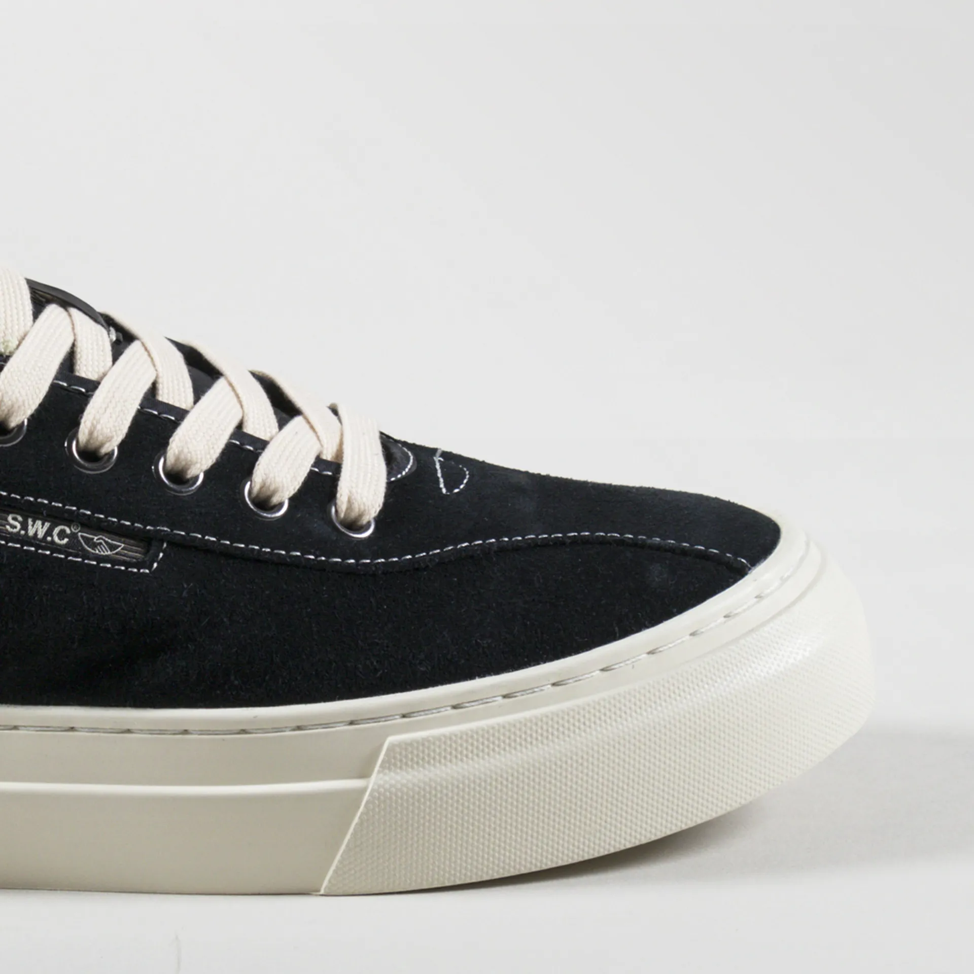 Stepney Workers Club Dellow 02 Cup Suede Shoes Black White