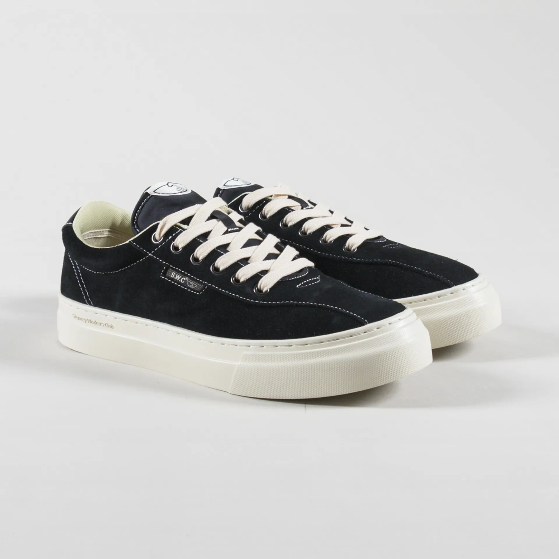 Stepney Workers Club Dellow 02 Cup Suede Shoes Black White