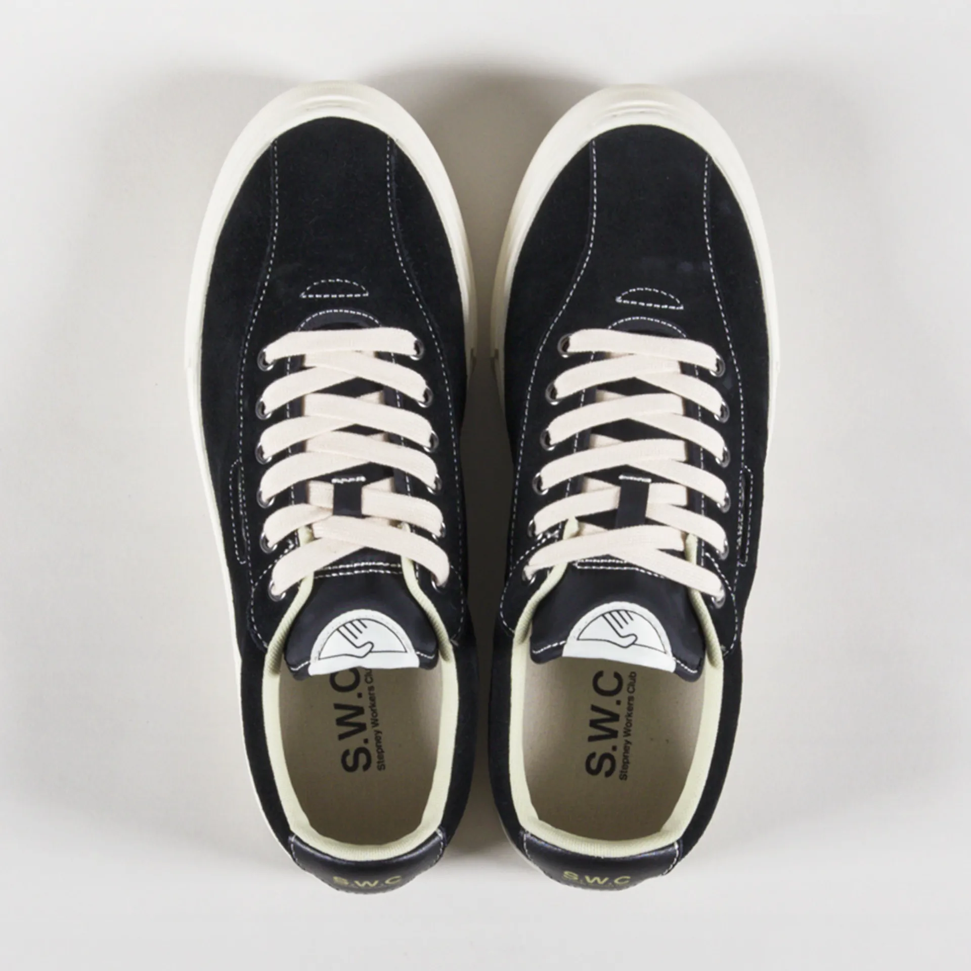 Stepney Workers Club Dellow 02 Cup Suede Shoes Black White