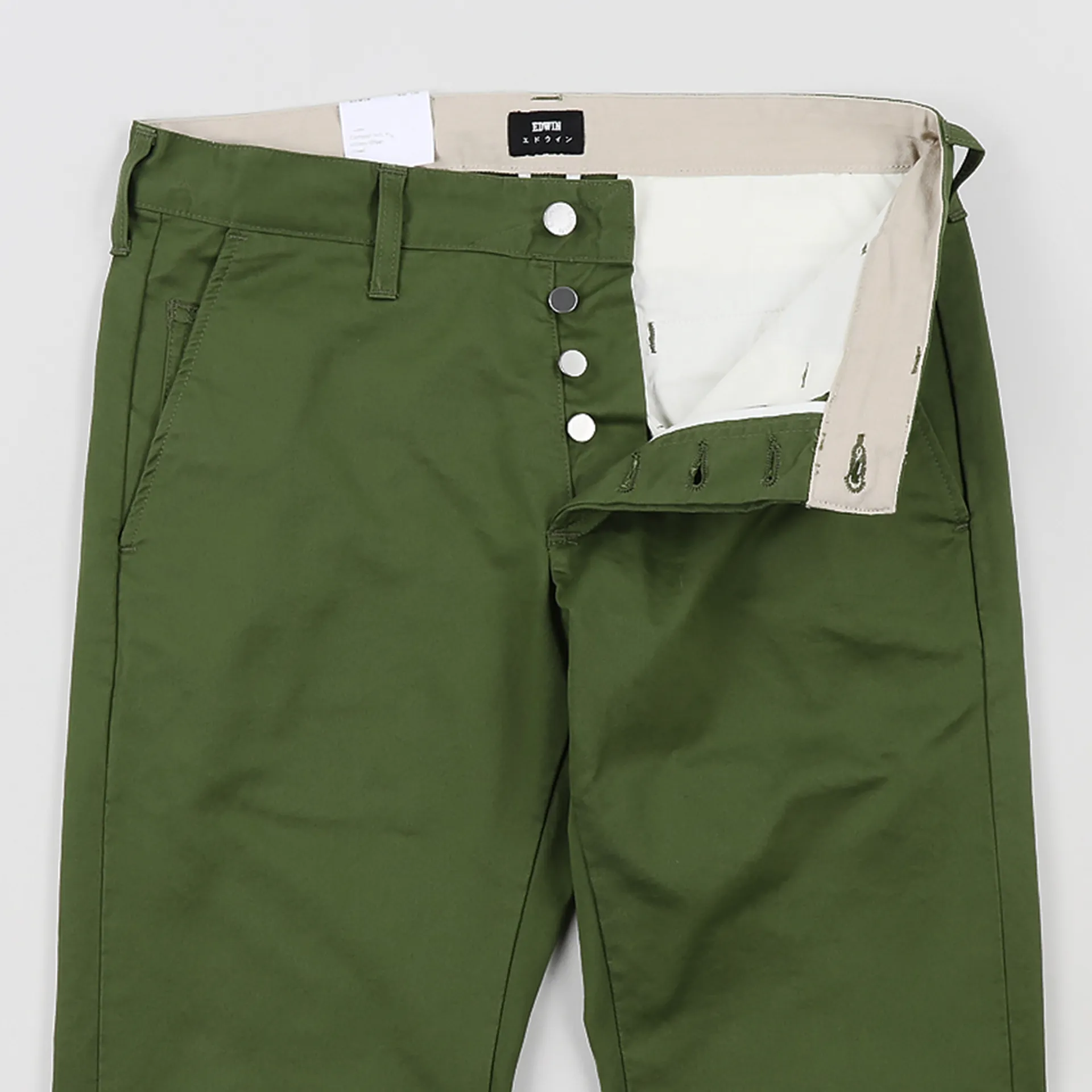 Edwin Mens Regular Tapered 55 Chino Pants Military Green Rinsed