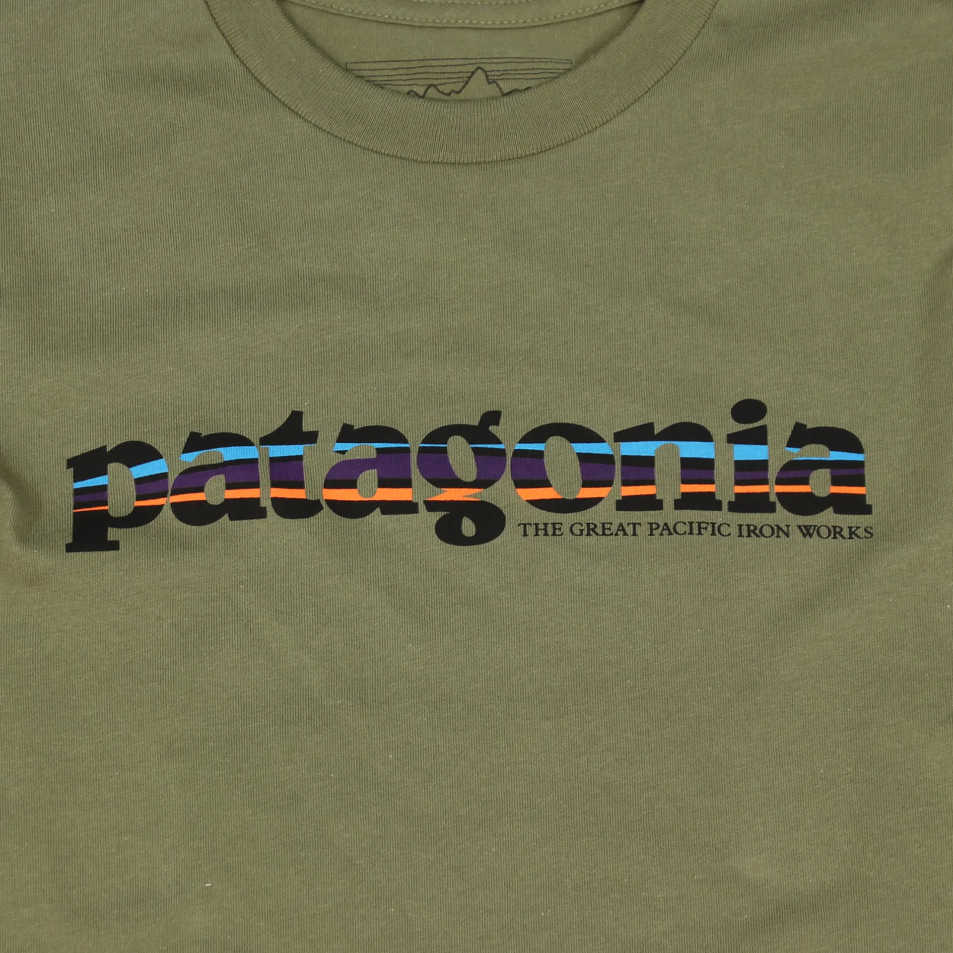 Patagonia Mens 73 Text Logo T Shirt Fatigue Green Outdoor Life