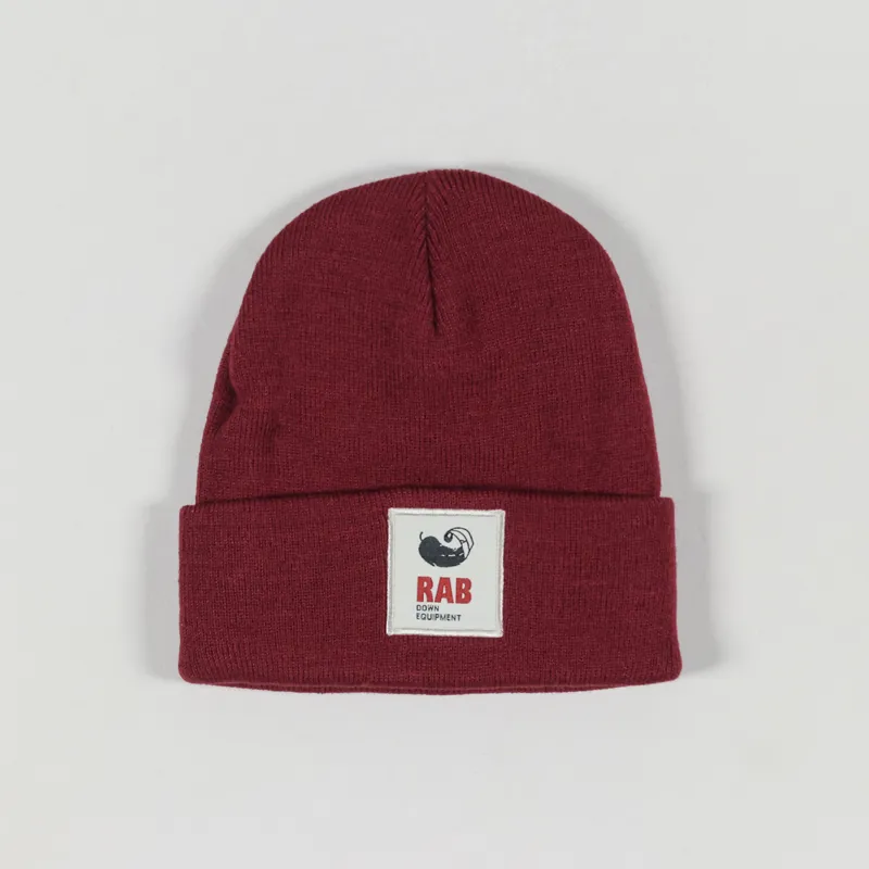 Rab Equipment Mens Essential Logo Patch Beanie Oxblood Red