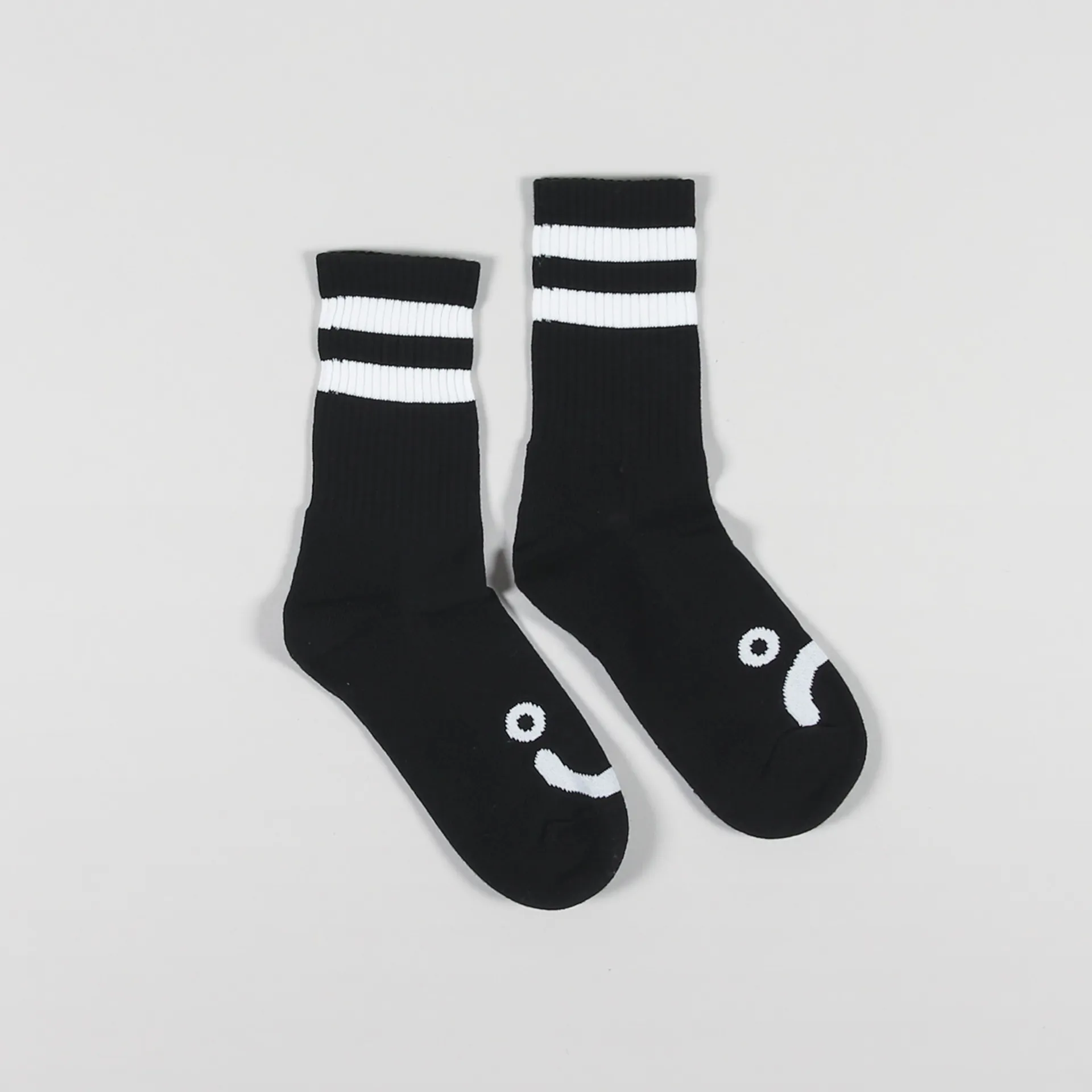 Polar Skate Co. Happy Sad Woven Patterned Stripe Socks Black