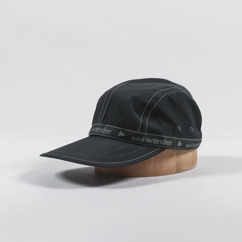 And Wander Mens Jacquard Logo Tape Outdoor Climbing Cap Black