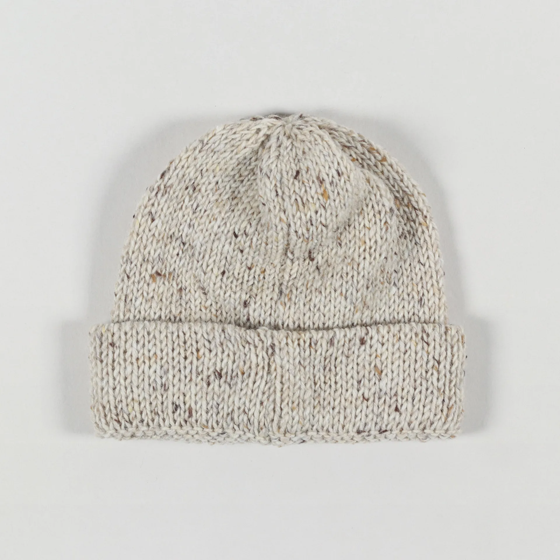 Universal Works Mens Wool Short Watch Cap Ecru White Beanie