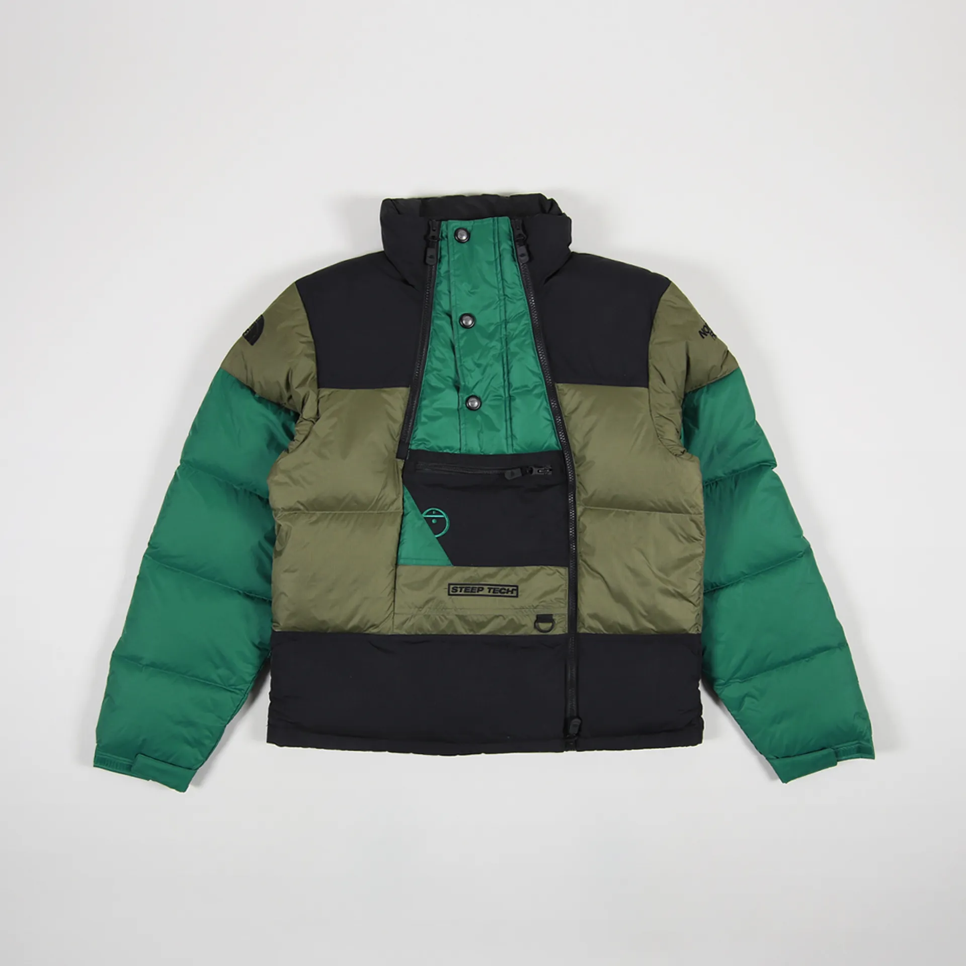 The North Face Mens Steep Tech Down Anorak Olive Evergreen Black