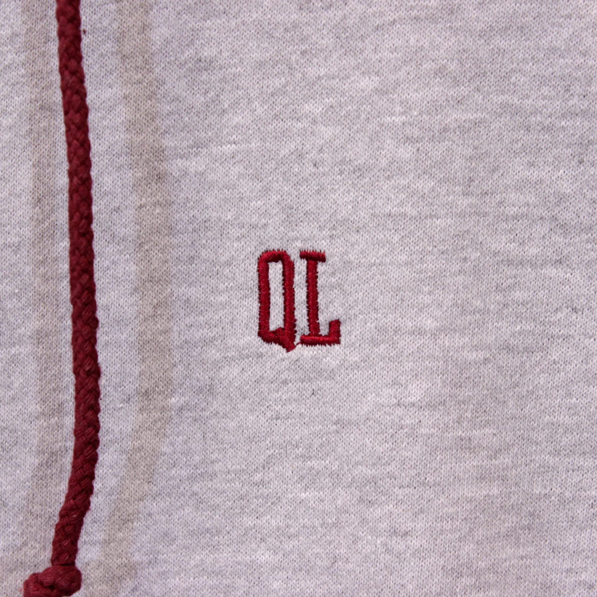 TQL Mens Vassar Zip Up Loopback Sweat Hood in Grey Maroon Burgun