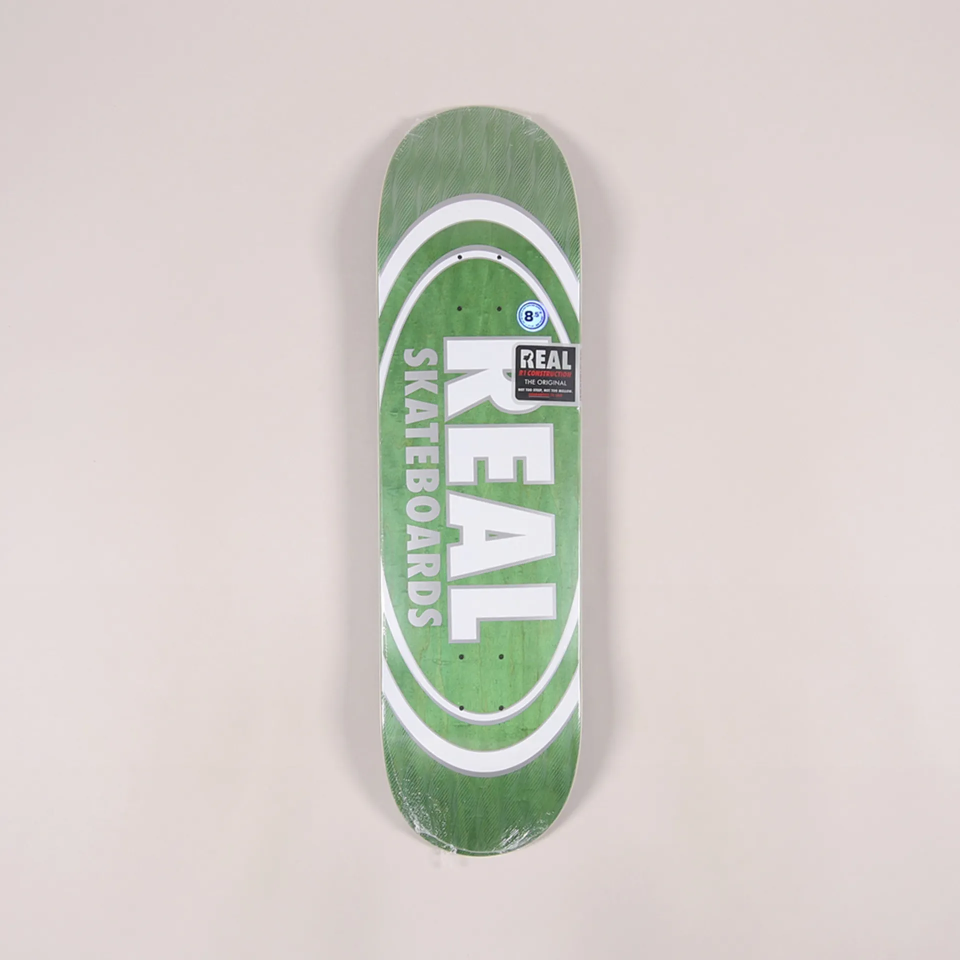 Real Skate Team Oval Pearl Pattern Deck Green White 8.5 Inch