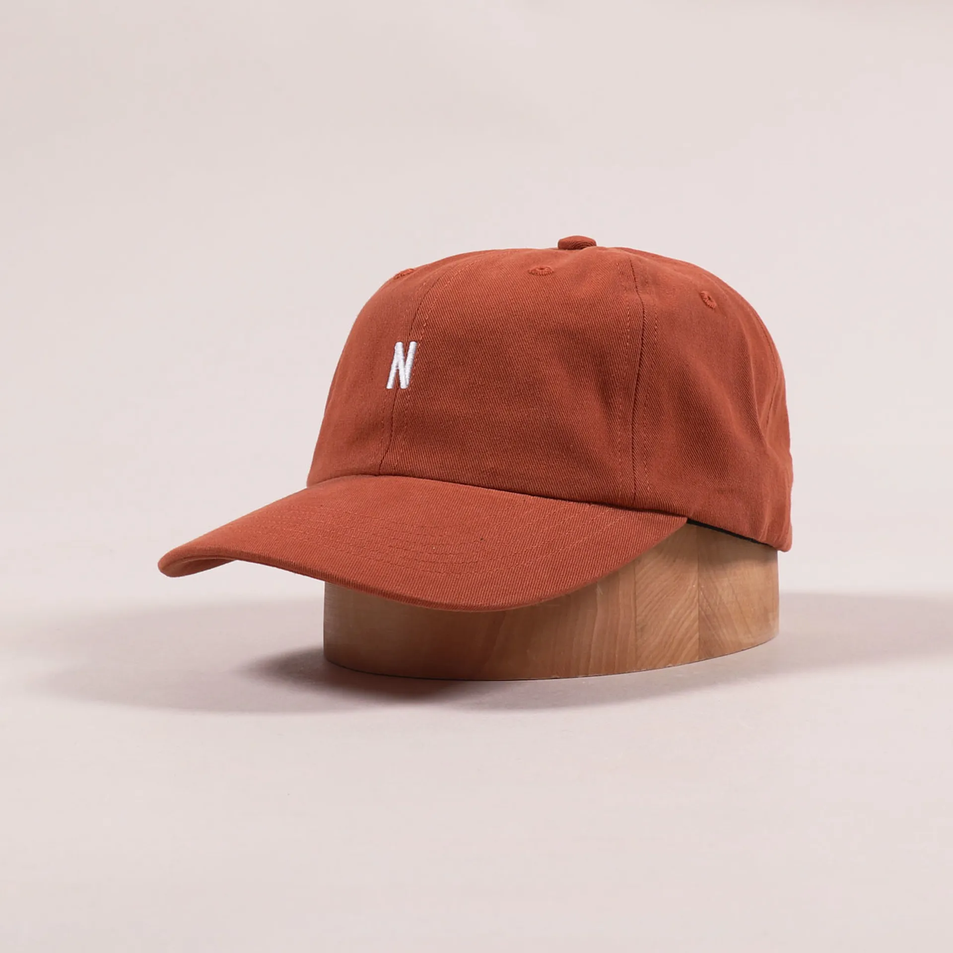 Norse Projects Mens Logo Twill Sports Cap Burnt Ochre Red