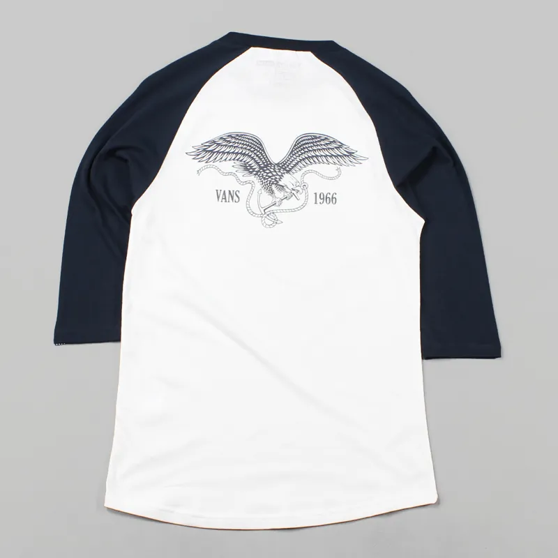 Vans Mens Anchor Clanker Eagle Raglan T Shirt White Navy Tee