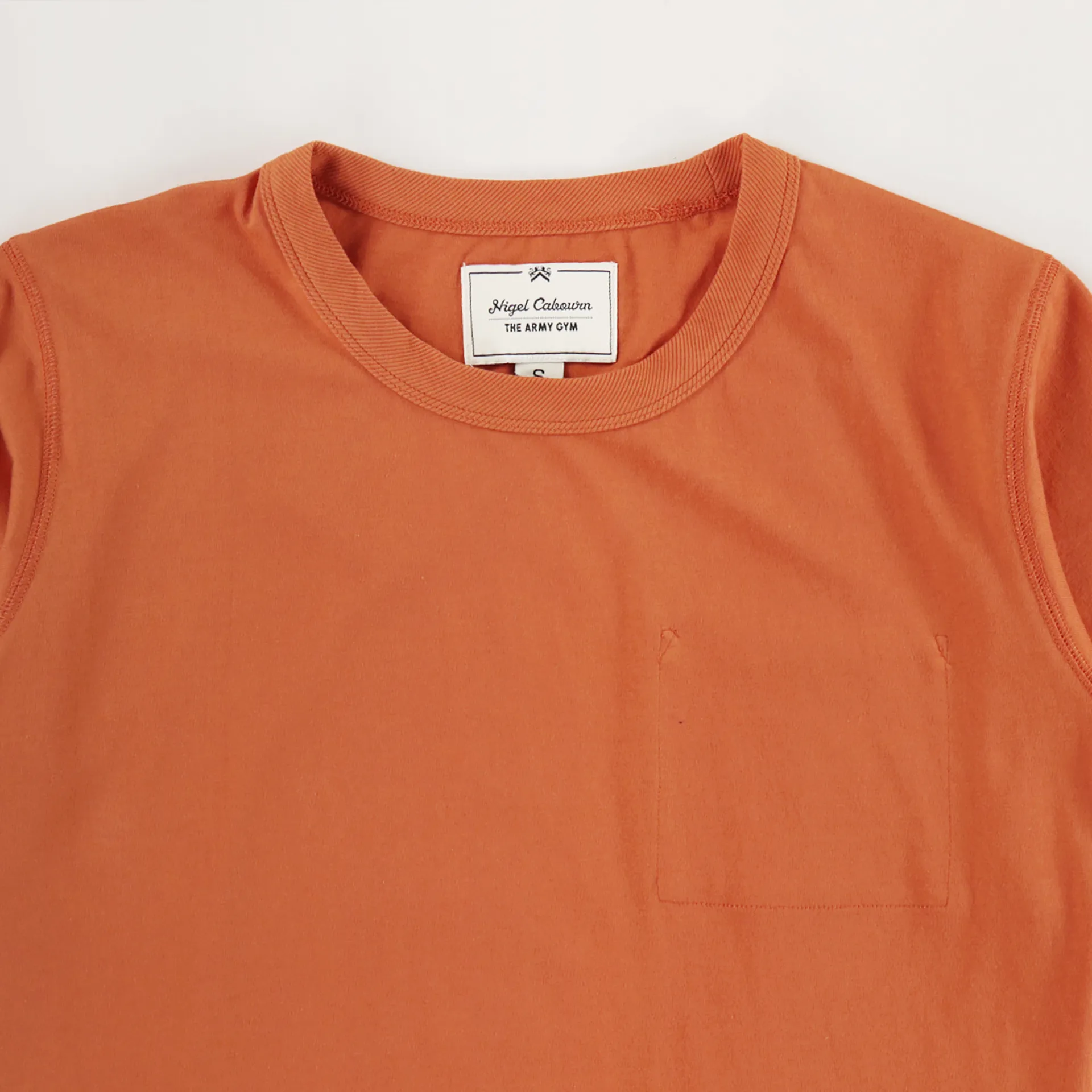 Nigel Cabourn Army Short Sleeve Plain T Shirt Vintage Orange