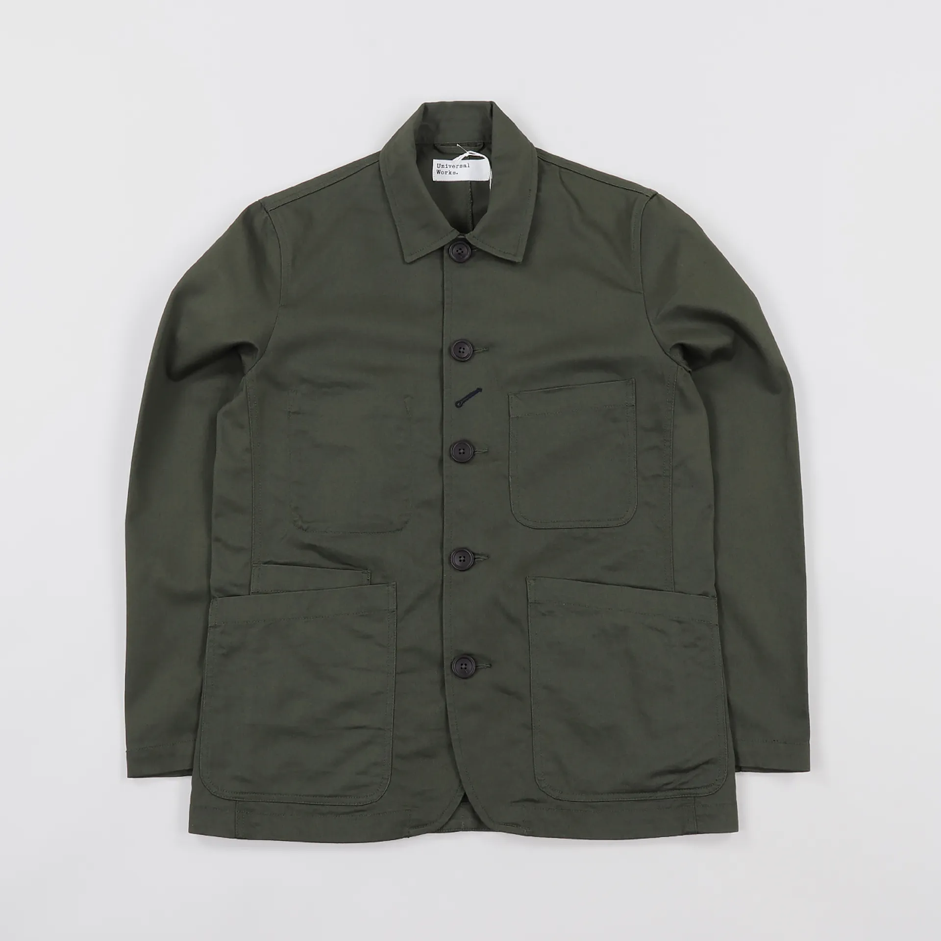Universal Works Mens Smart Bakers Chore Jacket Cotton Twill Olive