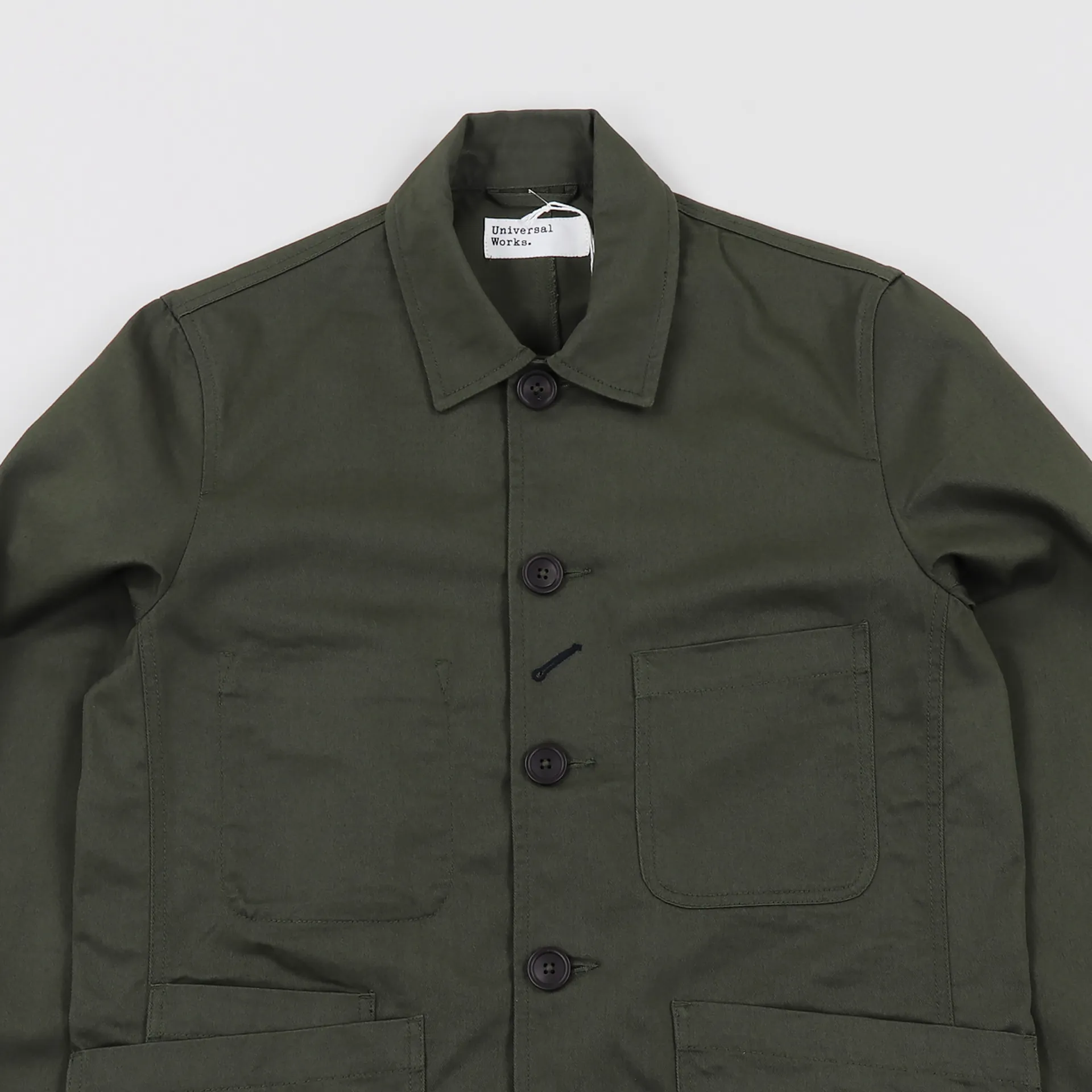 Universal Works Mens Smart Bakers Chore Jacket Cotton Twill Olive