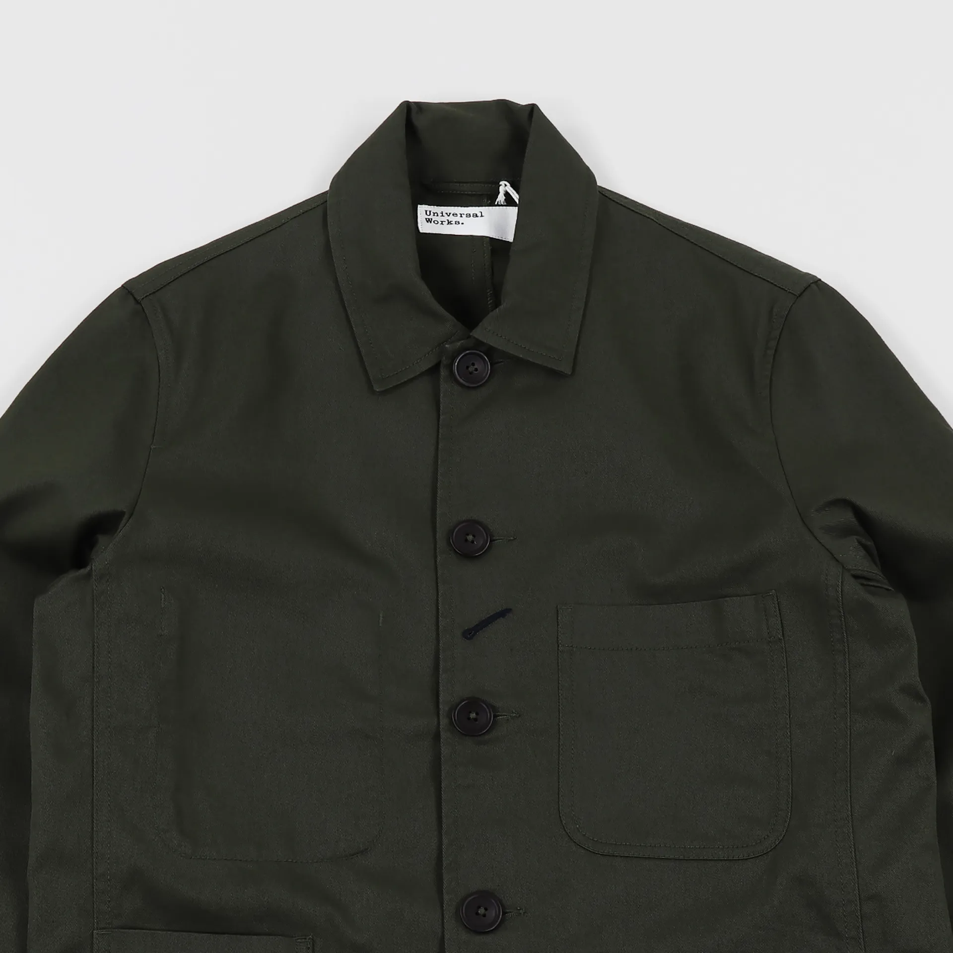 Universal Works Mens Chore Bakers Smart Jacket Olive Green Twill