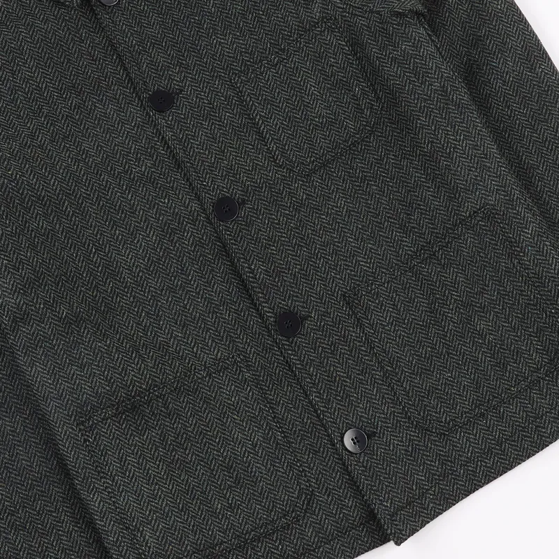 La Paz Mens Batista Wool Worker Jacket Green Black Herringbone