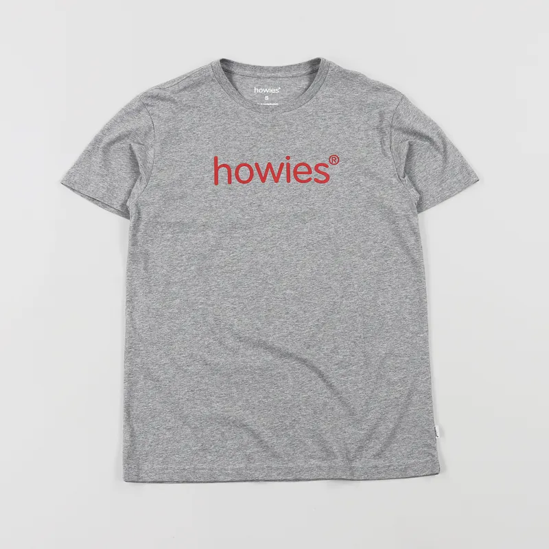 howies Mens Organic Cotton Classic Logo SS T Shirt Heather Grey