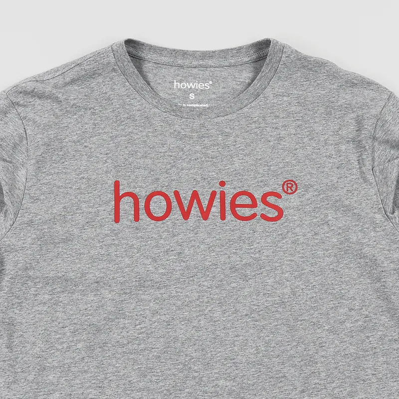 howies Mens Organic Cotton Classic Logo SS T Shirt Heather Grey