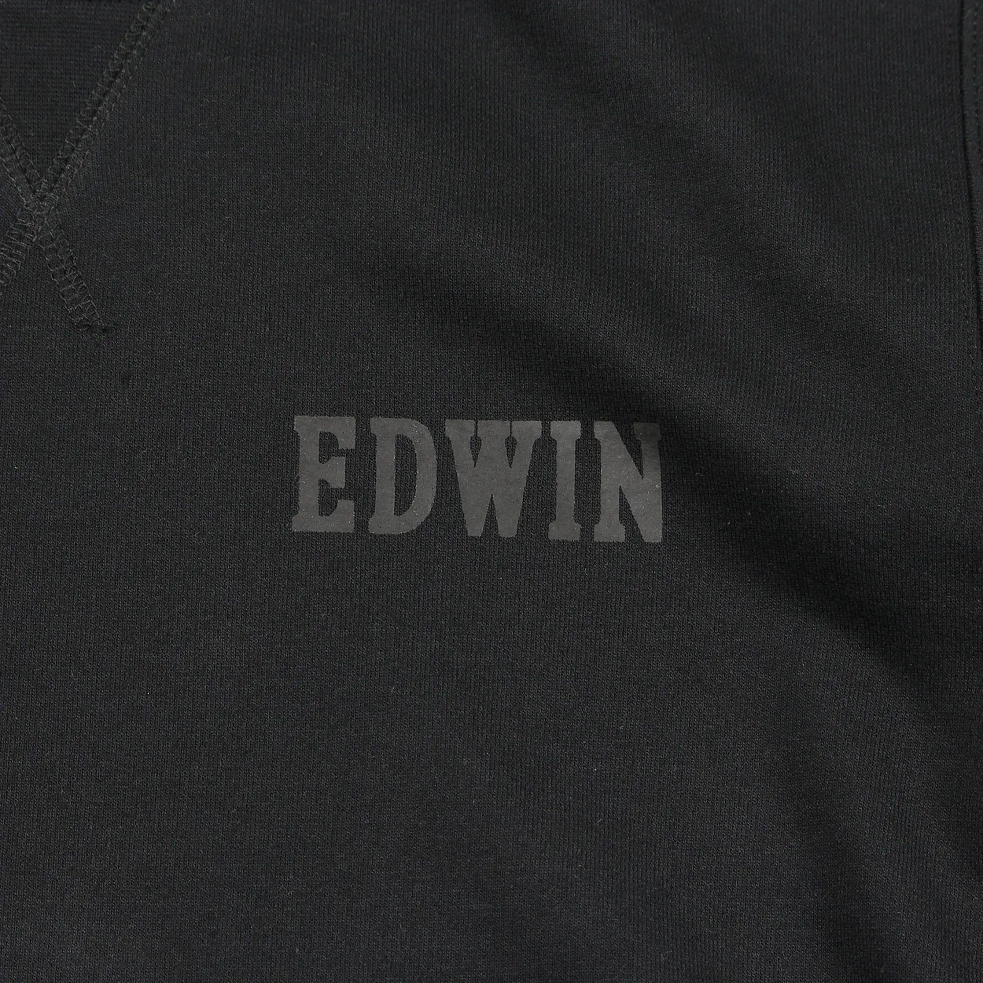 Edwin Mens Classic Crew Logo Sweat Black Ribbed Printed Jumper