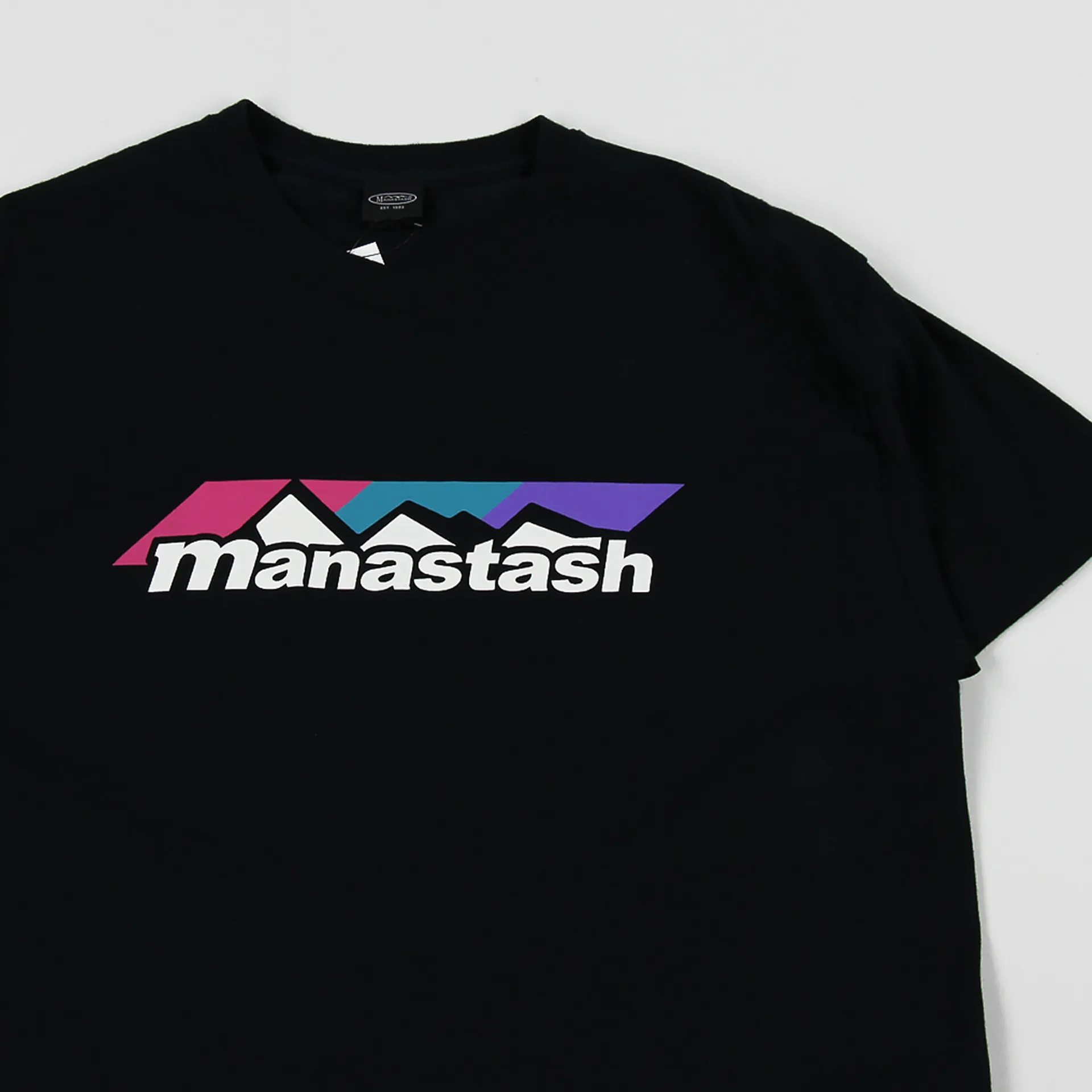 Manastash Mens Color Scheme Logo Short Sleeve Tee T Shirt Black