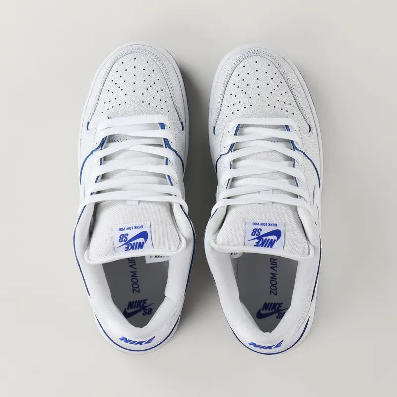Nike SB Mens Dunk Lo Pro Premium Trainers Shoes White Gum Royal