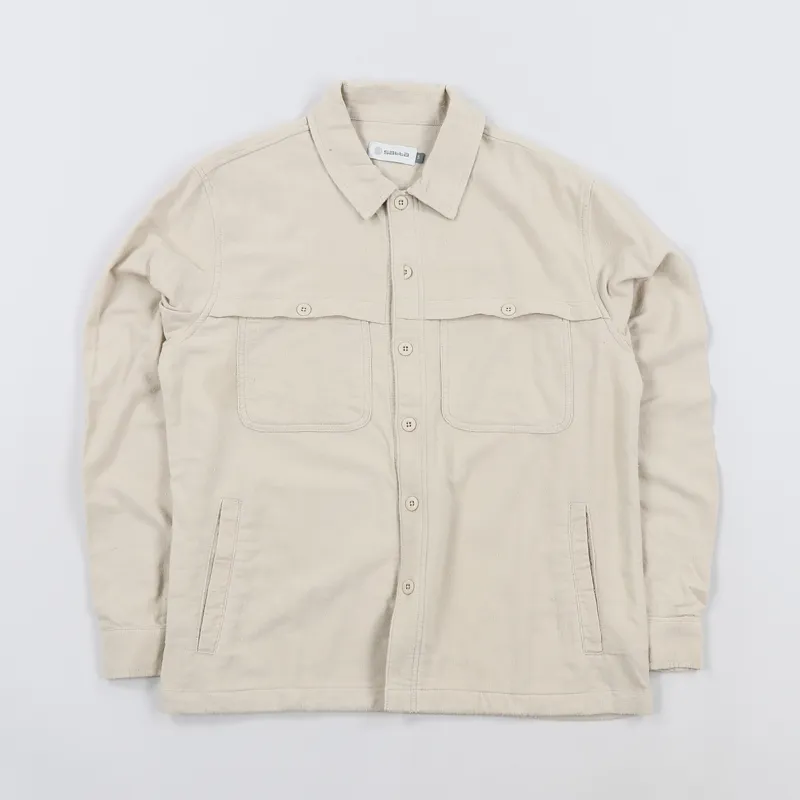Satta Mens Organic Front Yoke Flannel LS Overshirt Almond Milk