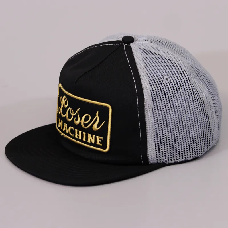 Loser Machine Co Mens Trucker Mesh Snapback Cap Black Grey