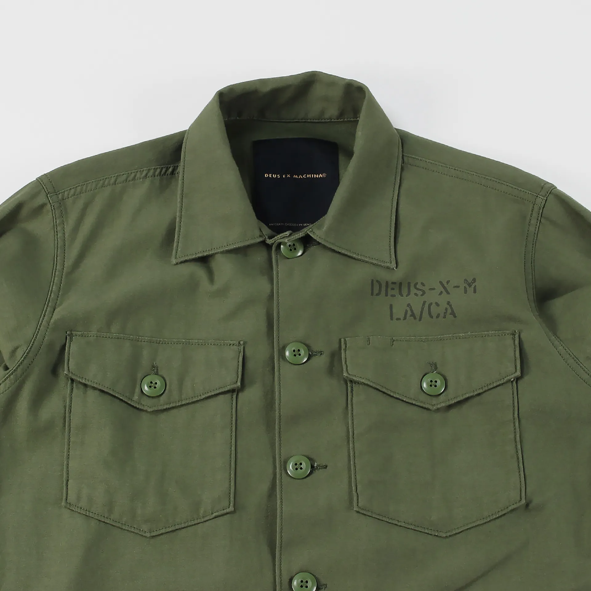 Deus Ex Machina Mens Long Sleeved Monty Overshirt Pine Green