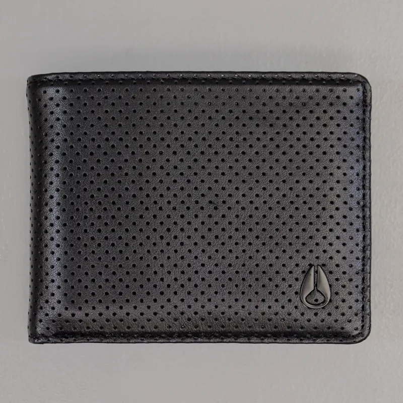 Nixon Pass Bi Fold Perforated ID Wallet Black Card Holder