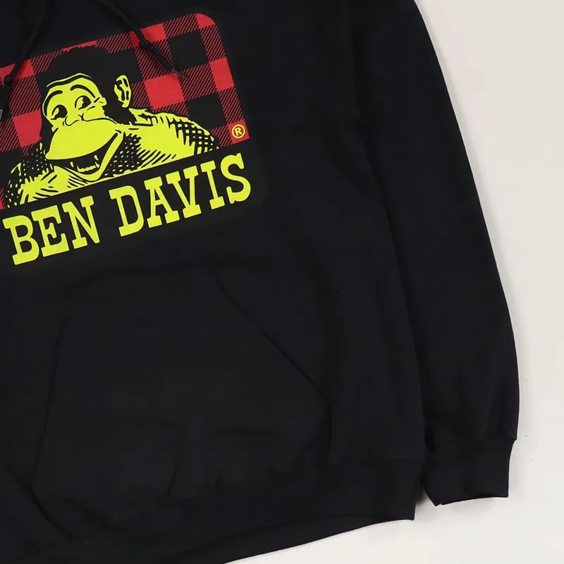Ben Davis Mens Pullover Lumberjack Logo Hoodie Sweatshirt Black