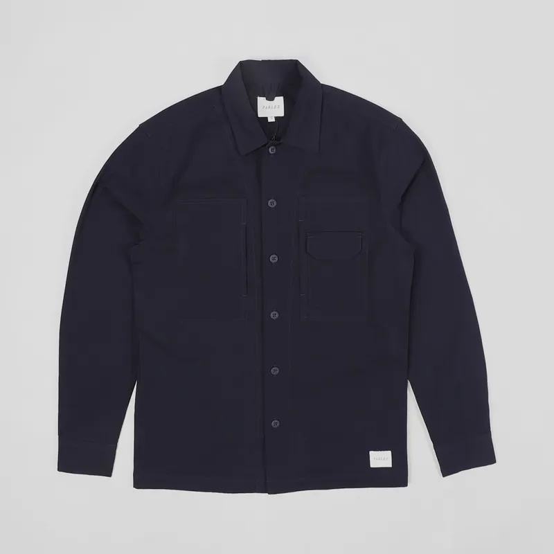 Parlez Mens Workwear Sandeman Long Sleeve Overshirt Navy Blue