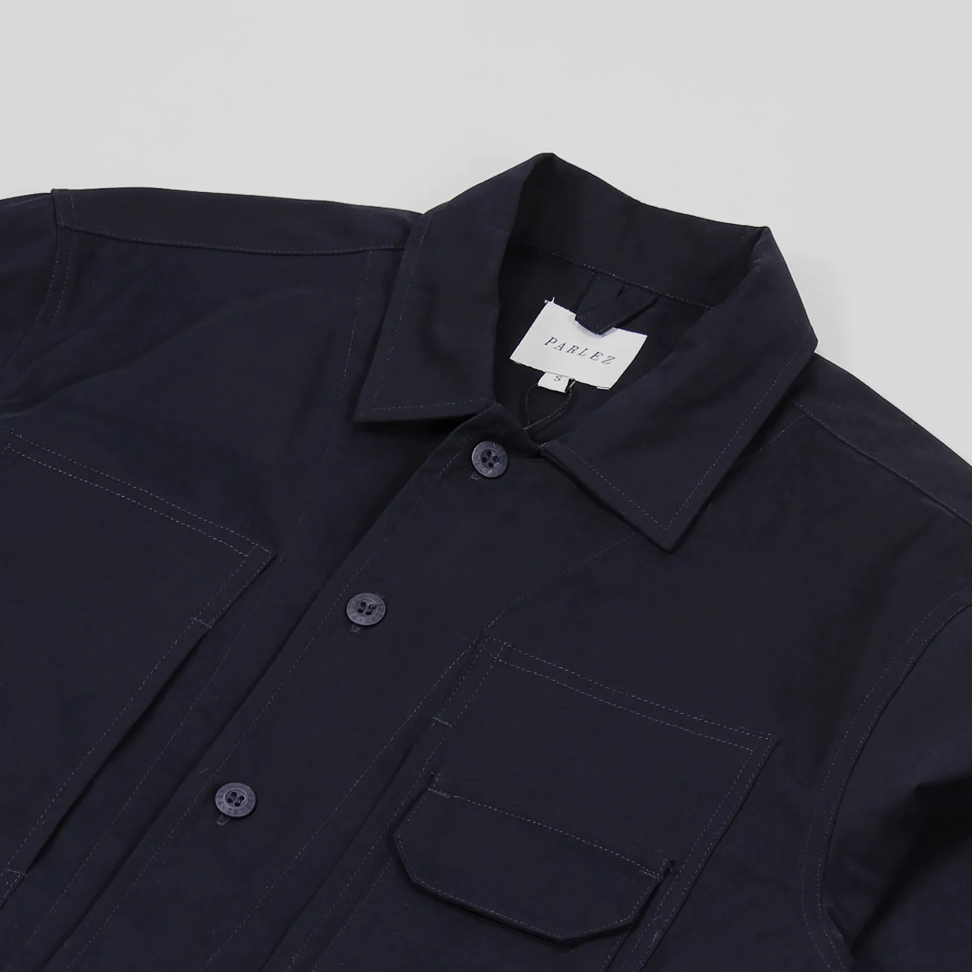 Parlez Mens Workwear Sandeman Long Sleeve Overshirt Navy Blue