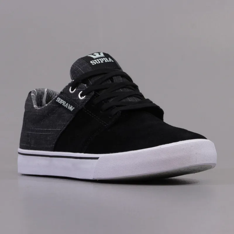 Supra Mens Stacks Vulc 2 Skateboarding Shoes Black Grey White