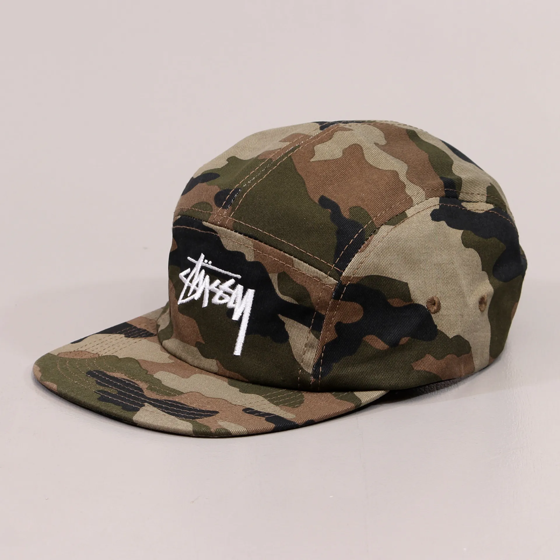 Stussy Mens Stock SP15 Five Panel Camping Cap Hat Camo Green