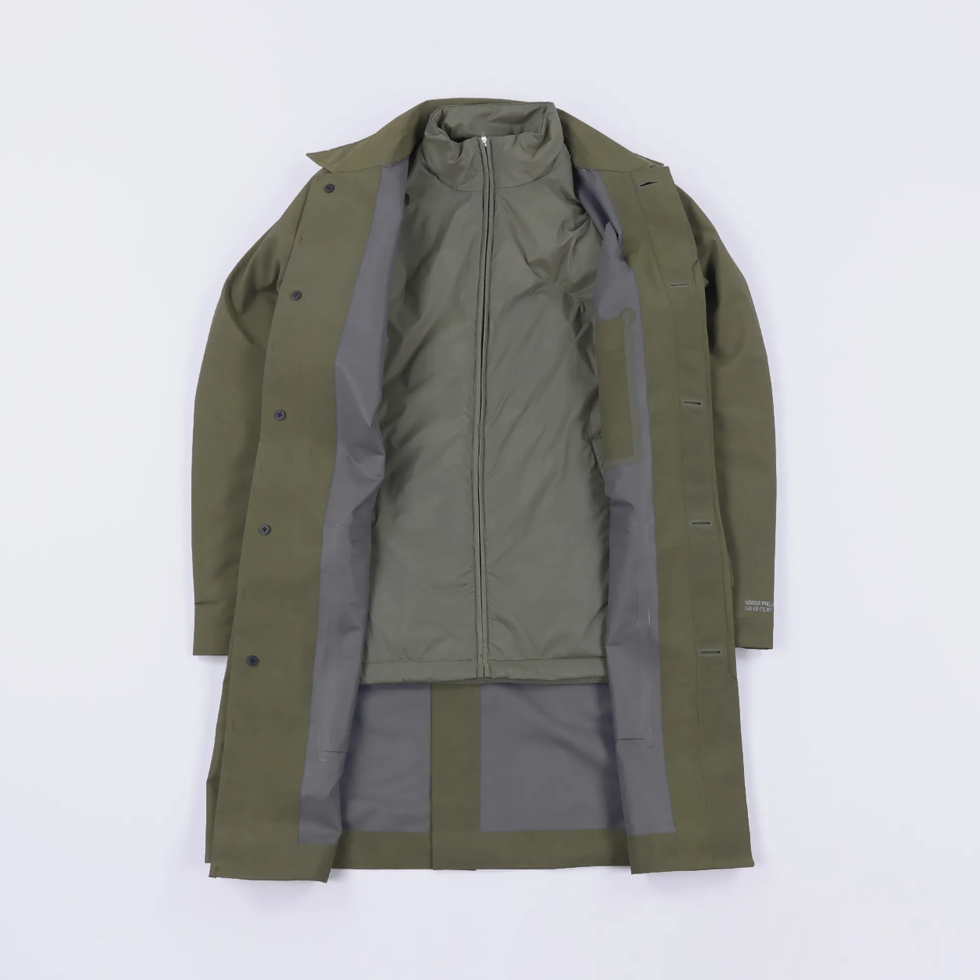 Norse Projects Mens Thor GORE-TEX Trench Coat Jacket Sitka Green